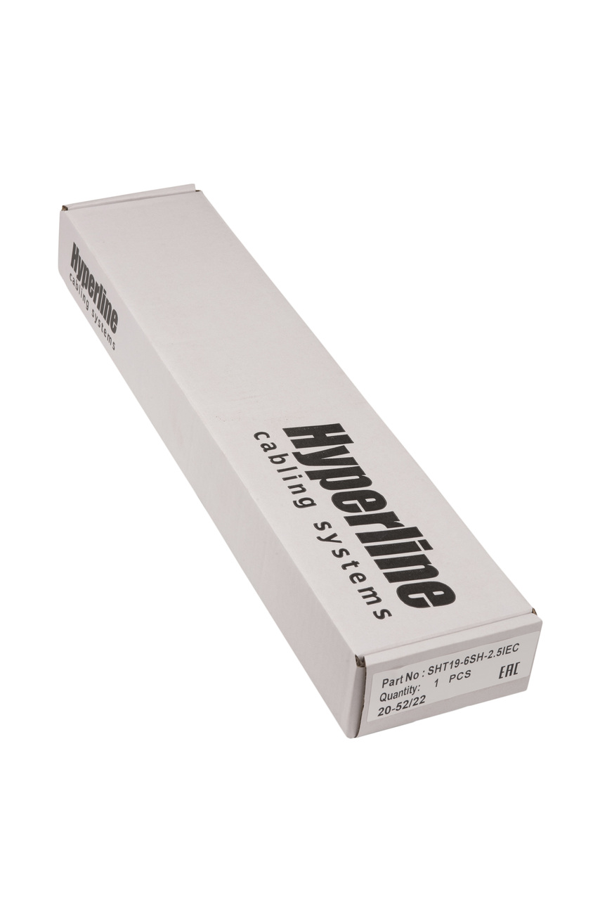 Hyperline SHT19-6SH-2.5IEC Блок розеток для 19" шкафов, горизонтальный, 6 розеток Schuko, кабель ...